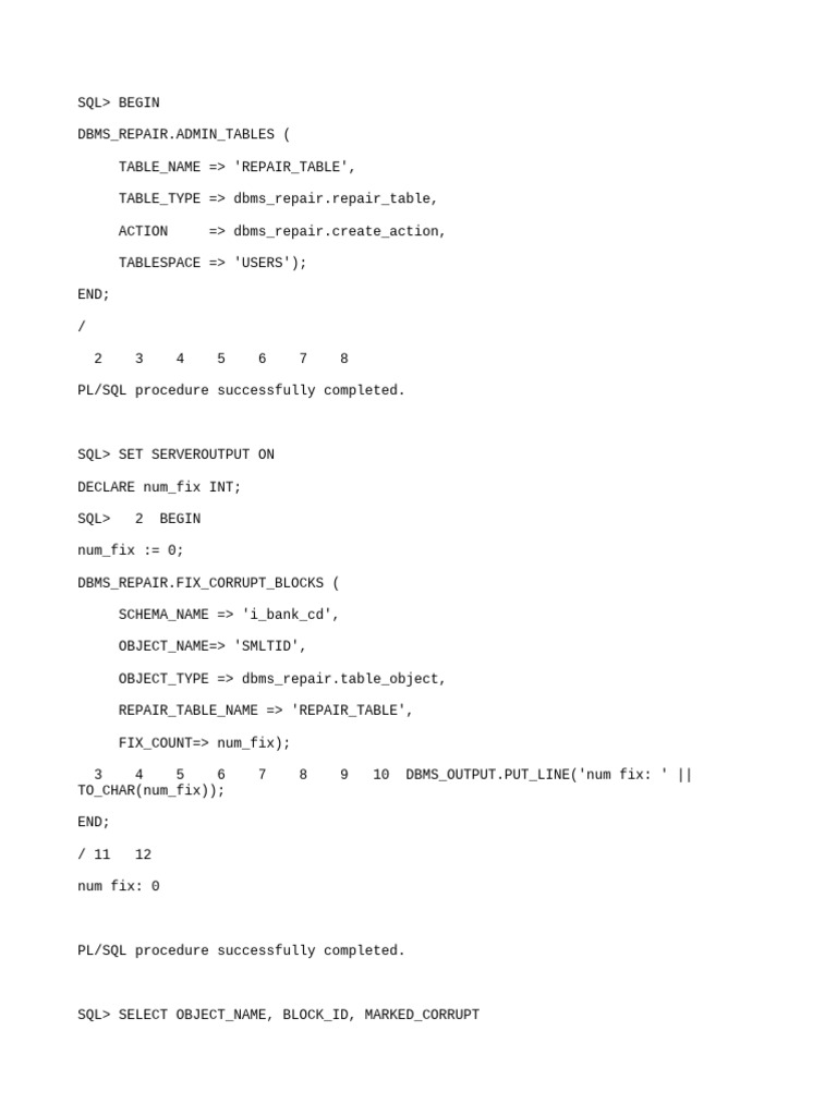 Oracle Block Corruption Fix Process Pdf