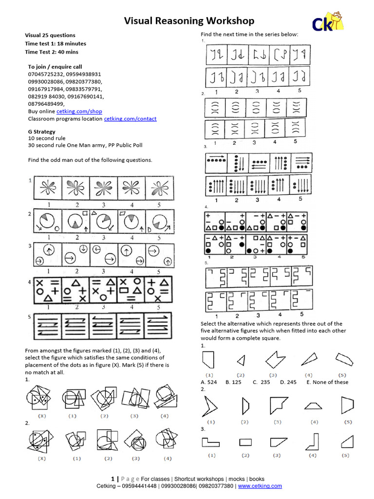 Visual Reasoning Abstract Section MahaYagya CET 2021 Paper | PDF | Circle | Rectangle