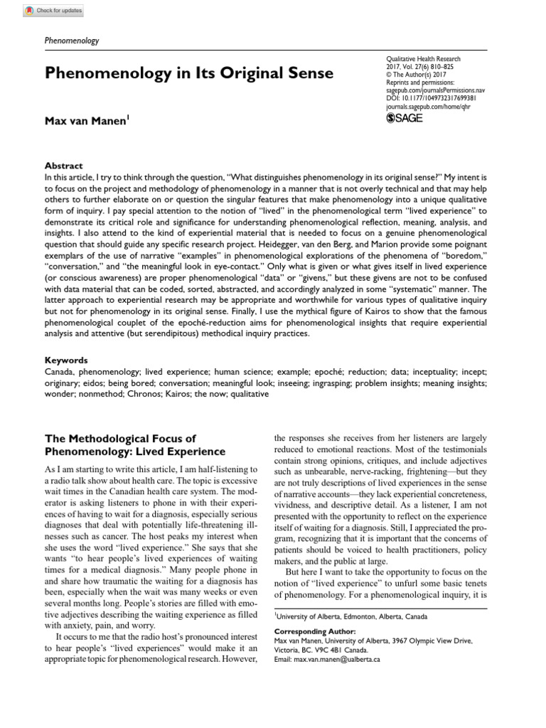Understanding Lived Experience in Phenomenology | PDF | Phenomenology ...