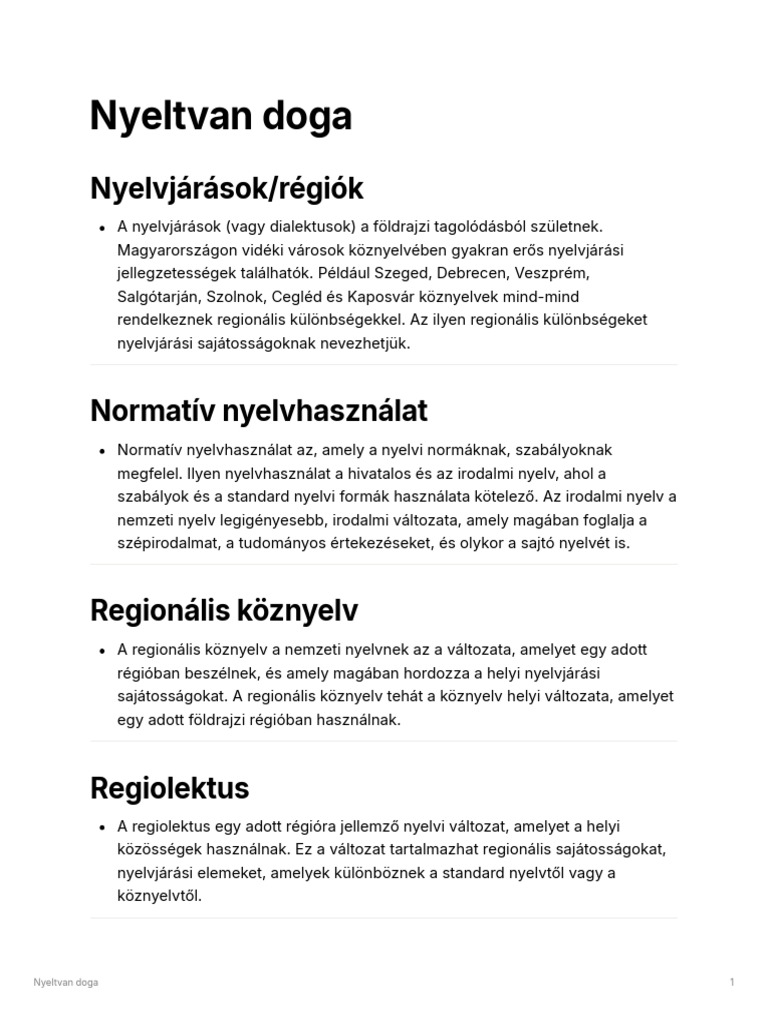 Nyelvtan Doga | PDF