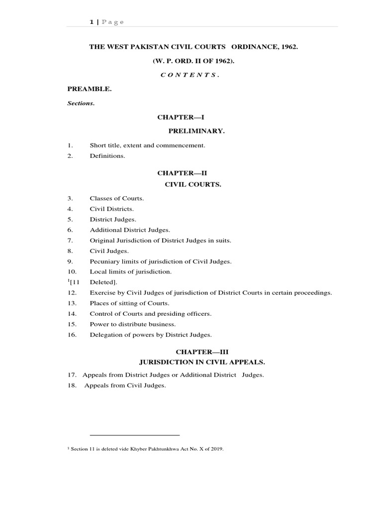 West Pakistan Civil Courts Ordinance 1962 | PDF | State Court (United ...