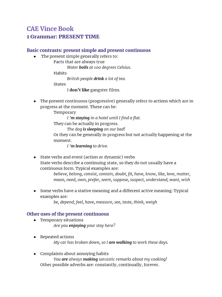 Vince CAE unit 1, 2 | PDF | Verb | Linguistics