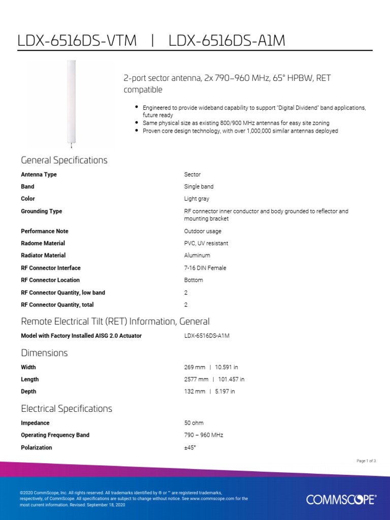 LDX 6516DS VTM | PDF | Antenna (Radio) | Electromagnetic Spectrum