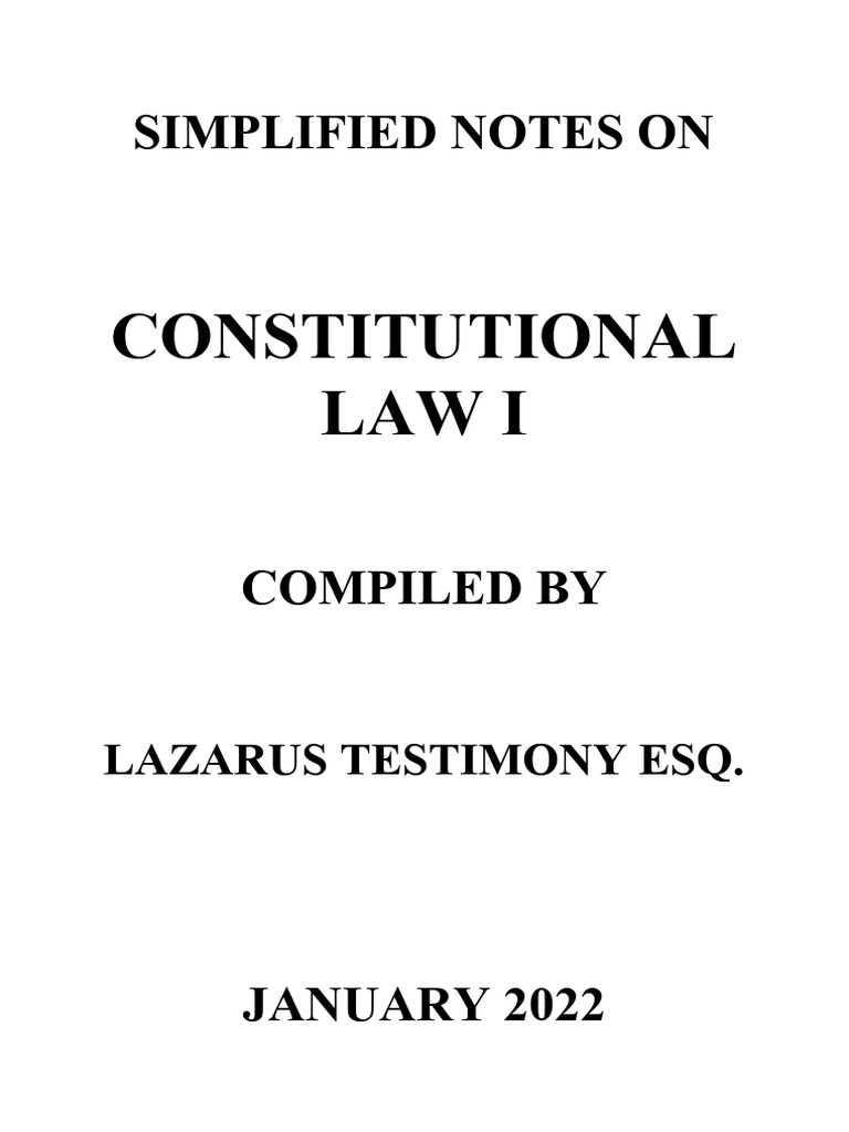 Simplified Notes On Constitutional Law 1 | PDF | Separation Of Powers ...
