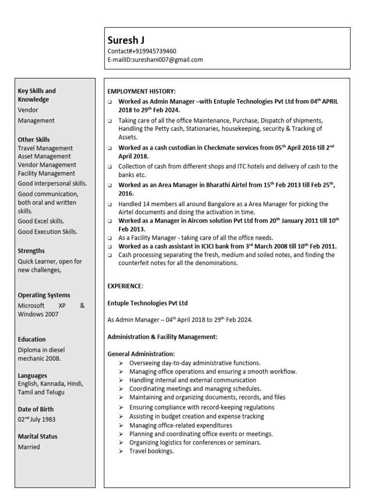 Suresh Resume 3 | PDF | Logistics | Supply Chain