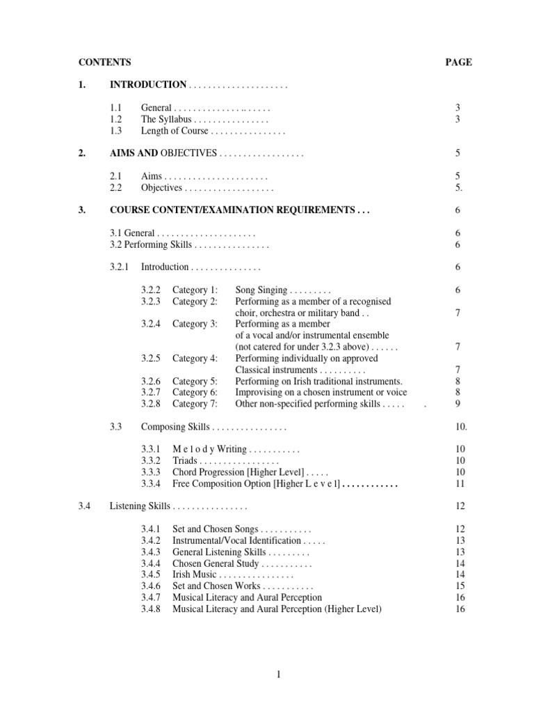 Junior Cert. Music Syllabus | PDF | Chord (Music) | Music Theory