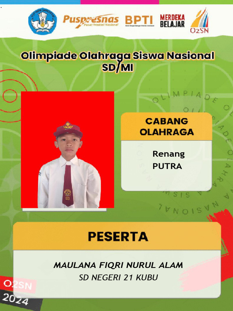 ID Card Peserta O2SN Provinsi Kalimantan Barat 2024 - 1 | PDF