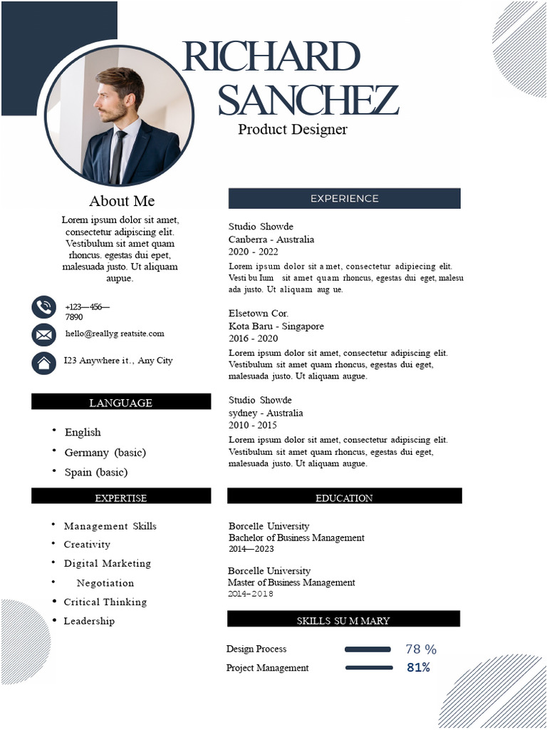 Blue Professional Modern CV Resume Template | PDF