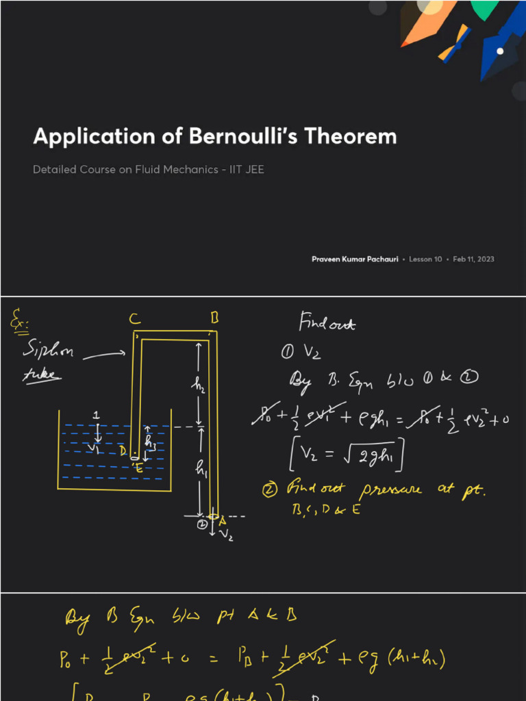 Application of Bernoullis Theorem With Anno | PDF
