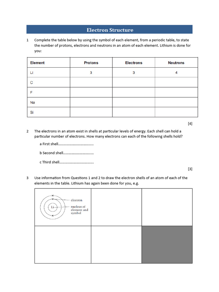 4. Prep 6 Electron Structure | PDF | Periodic Table | Chemical Elements