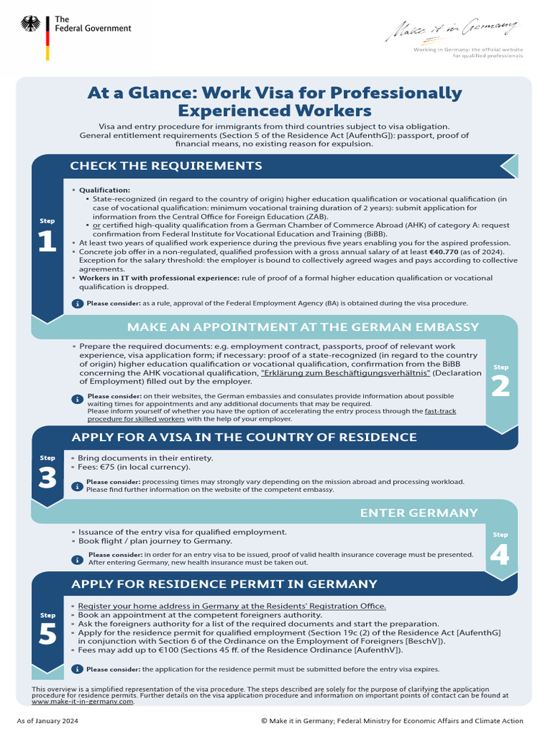 2024 Visum Arbeiten Berufserfahrene EN | PDF | Travel Visa