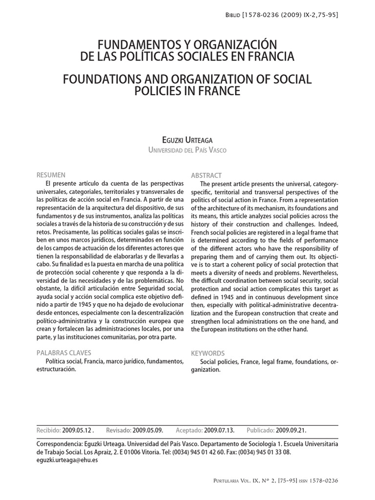 Art. Fundamentos de Las Politicas Sociales en Francia | PDF | Bienestar ... Art. Fundamentos de Las Politicas Sociales en Francia | PDF | Bienestar ...
