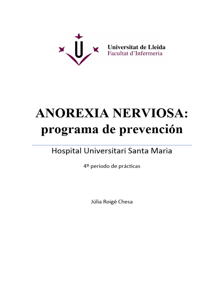 Prevención Anorexia: Programa D.I.C.E | PDF | Desorden alimenticio ...