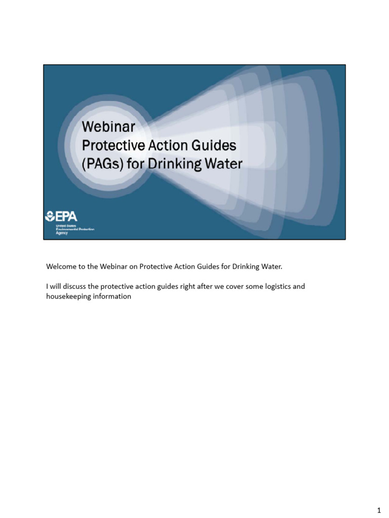 Drinking Water Protective Action Guides Webinar | PDF | Radioactive ...