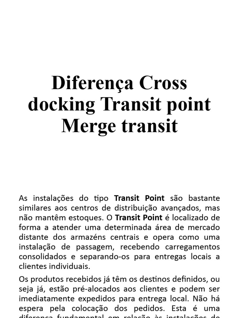 Aula 008 Diferença Cross Docking Transit Point Merge Transit | PDF ...