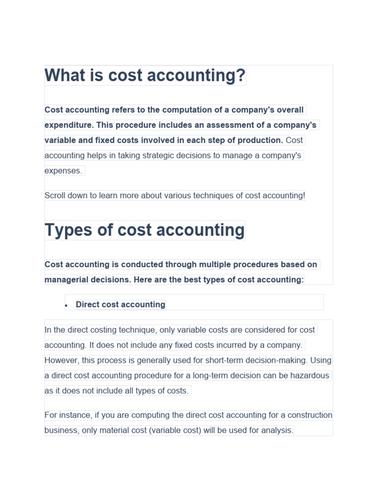Cost Accounting | PDF | Cost Accounting | Expense