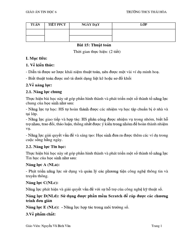 TIN 6 - TUAN 21 - Bai 15 Thuat Toan | PDF