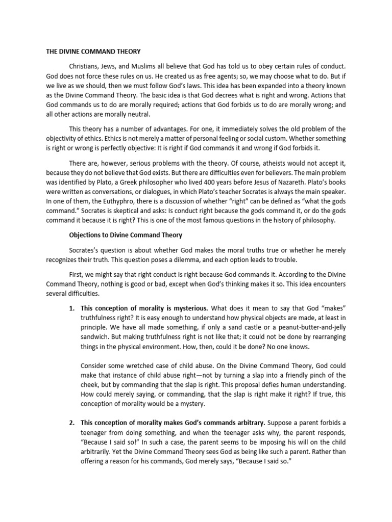 The Divine Command Theory | PDF | Divine Command Theory | God