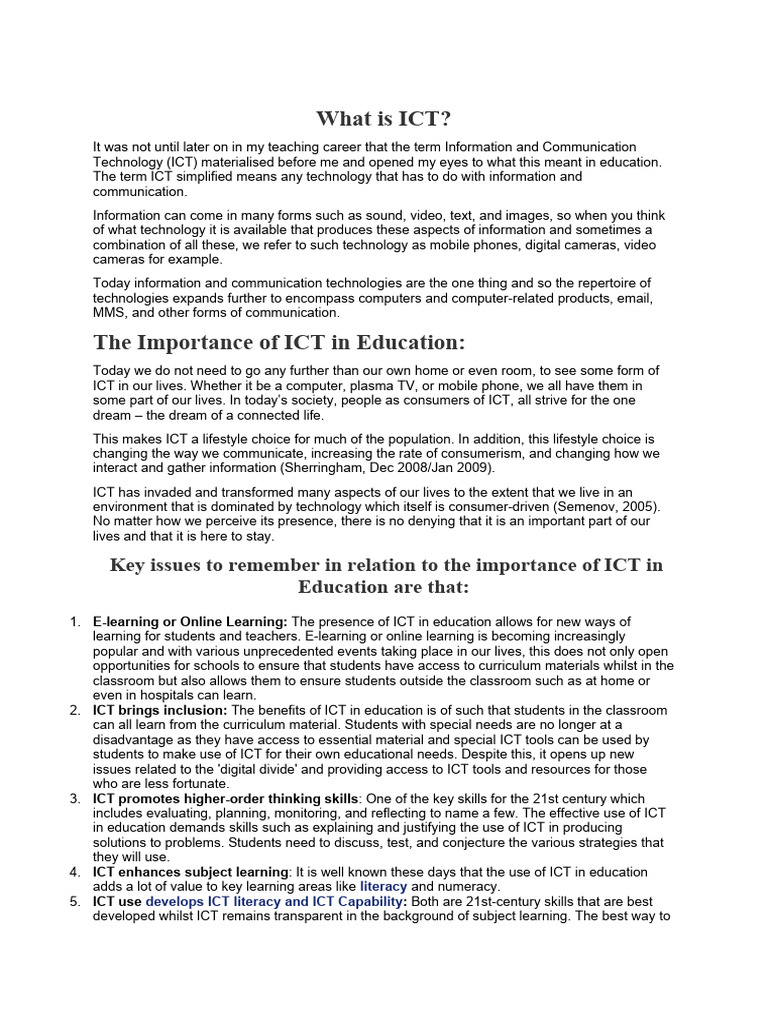What Is ICT | PDF | Educational Technology | Teachers