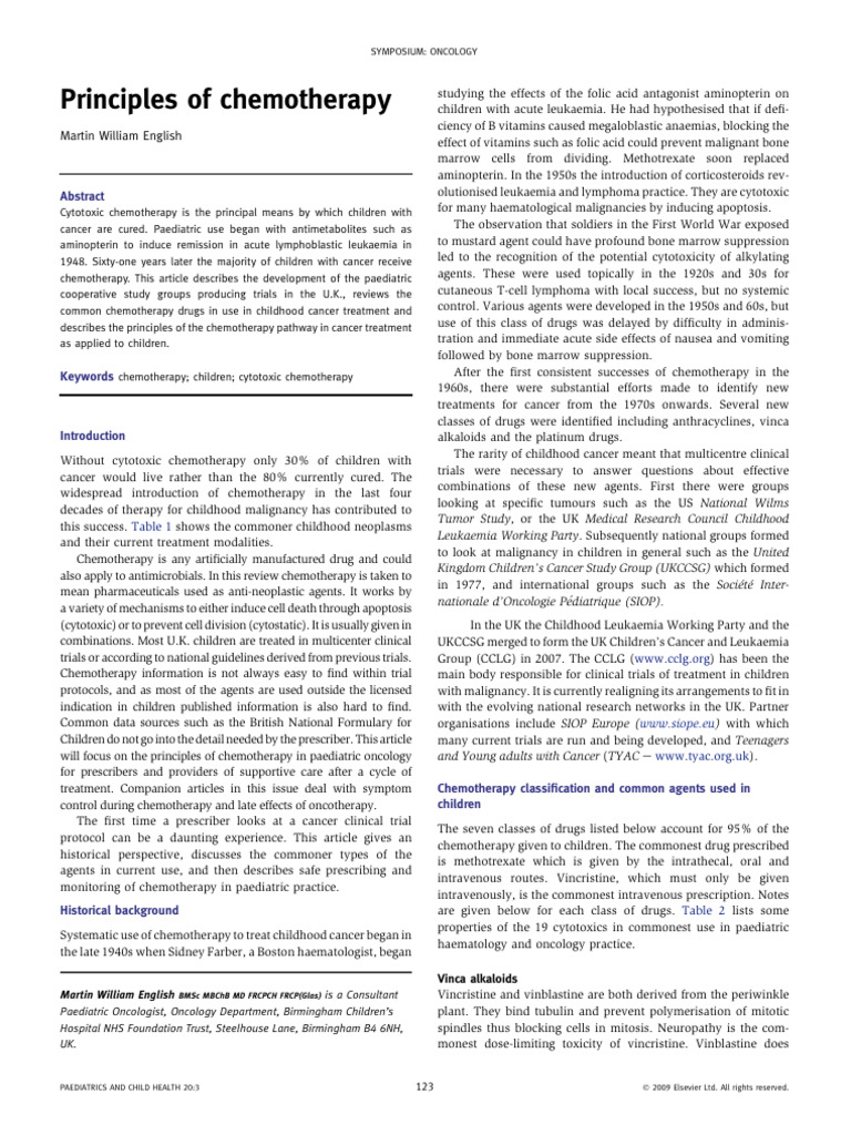 2009 Principles of Chemotherapy | PDF | Chemotherapy | Leukemia