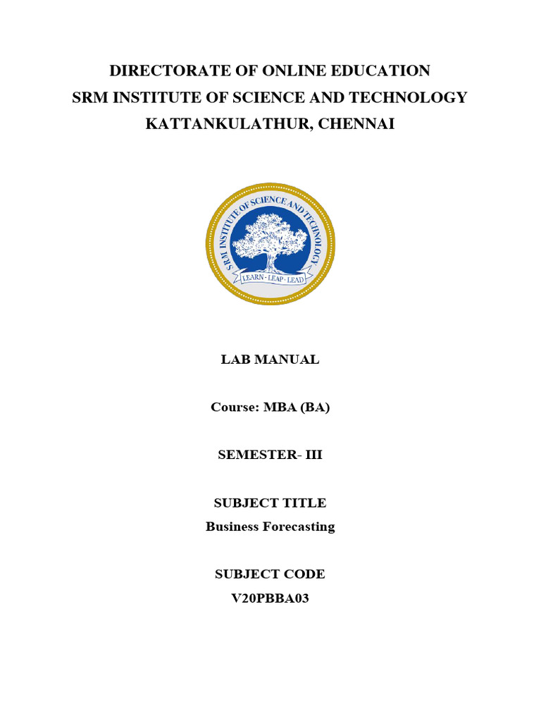 Business Forecasting - Lab Manual | PDF | Computer Program | Programming