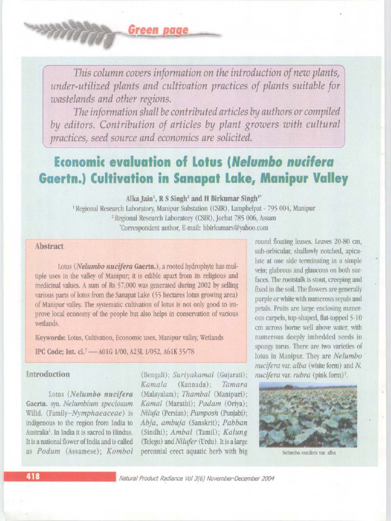 Lotus | PDF | Botany | Plants