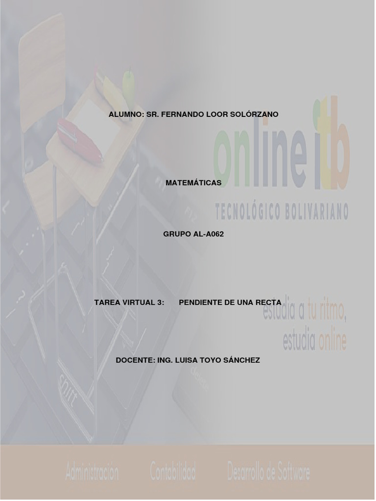 Tarea Virtual 3 Pendiente de Una Recta | Descargar gratis PDF | Pendiente | Geometría