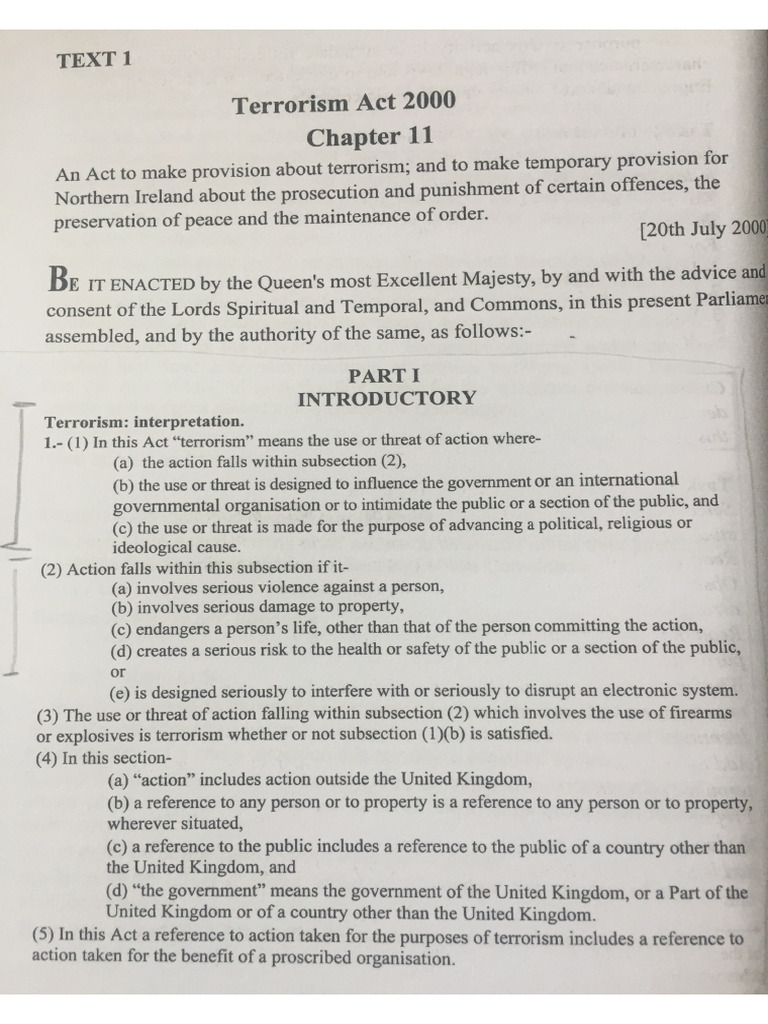 UK Terrorism Act 2000 | PDF