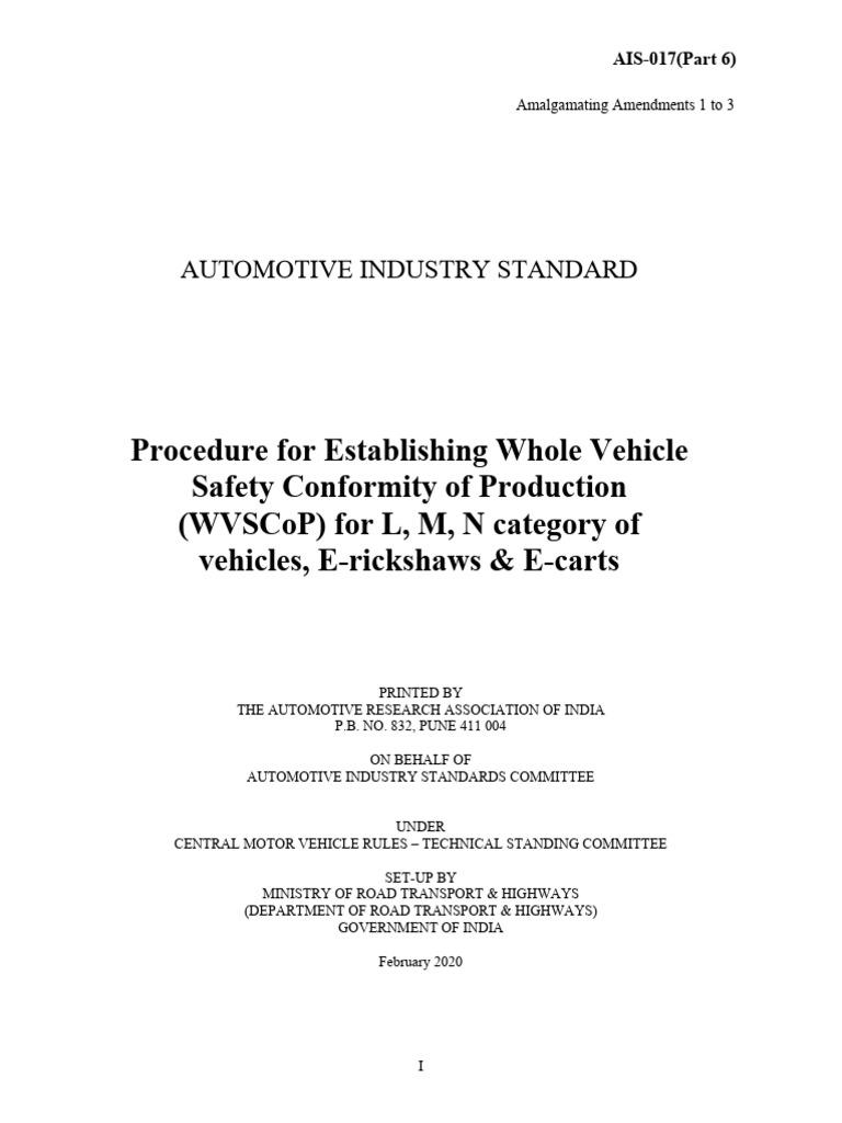 WVSCoP Procedures for Vehicle Safety | PDF | Transport | Vehicles