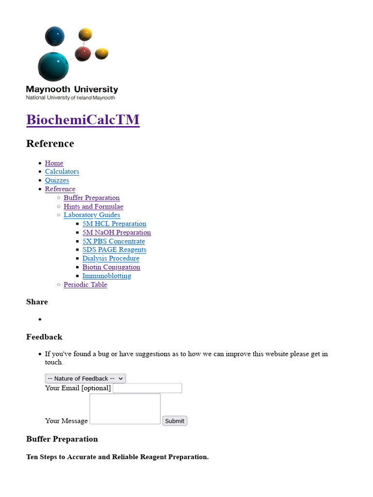 Buffer Preparation - BiochemiCalc | PDF | Ph | Buffer Solution