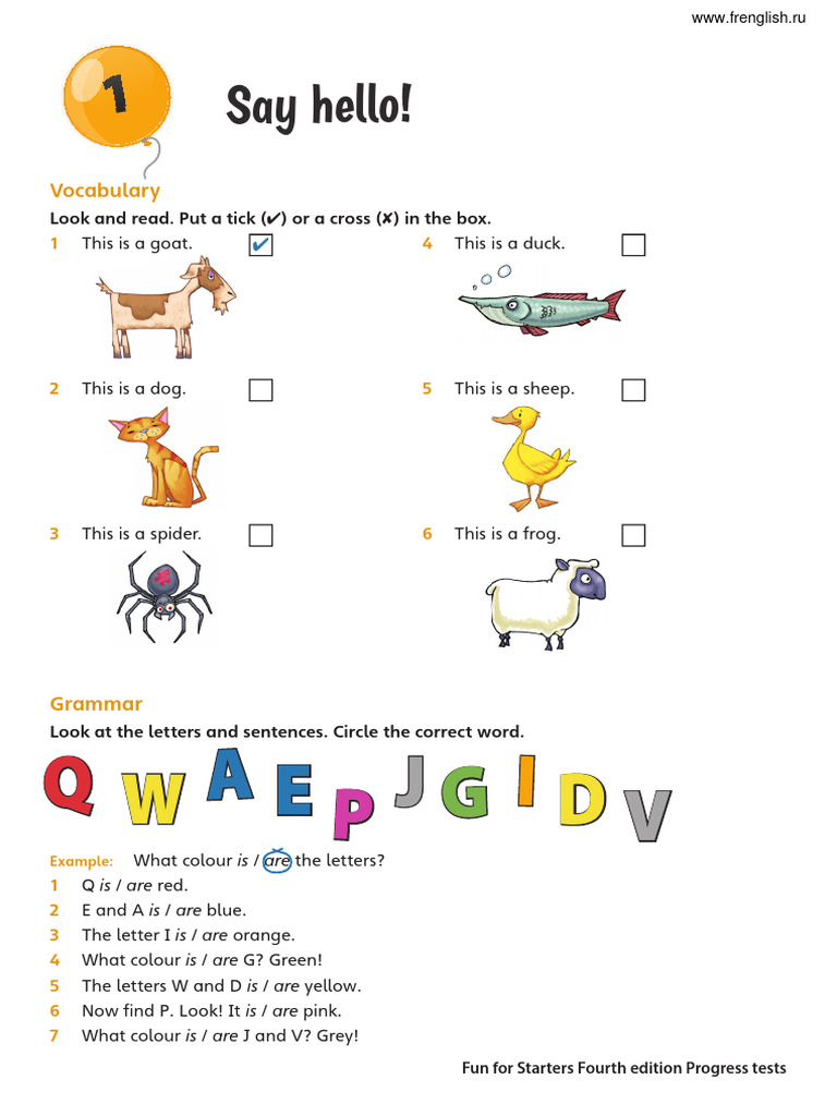 Starters 1 bài tập | PDF | Vocabulary