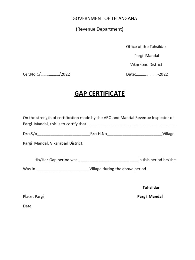 Gap Certificate | PDF
