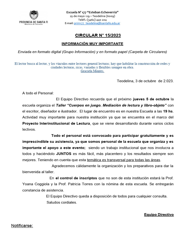 Circular Escritor | PDF