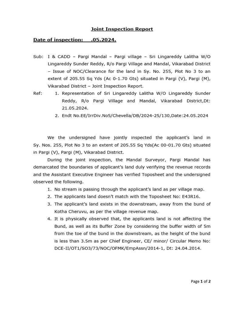 Joint Inspection Report (1) | PDF