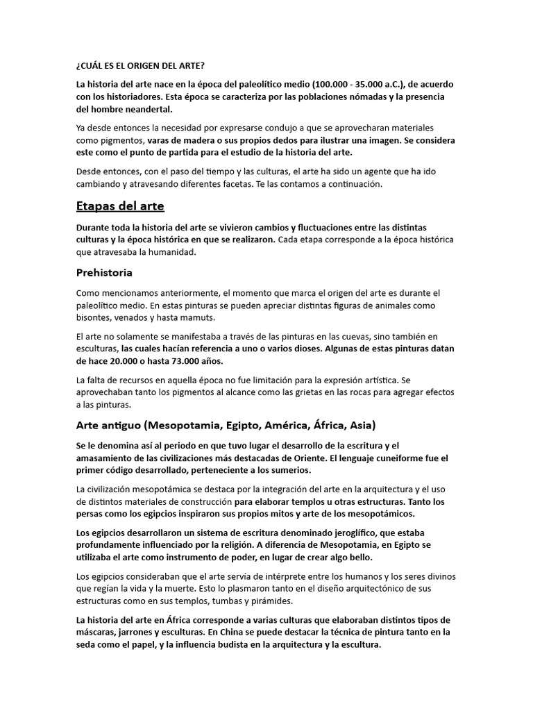 Cuál Es El Origen Del Arte | PDF | Renacimiento | Escultura