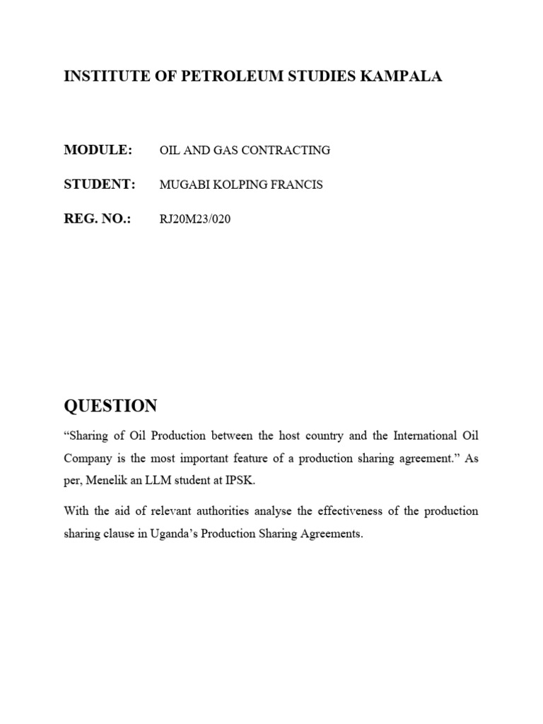 Effectiveness of The Production Sharing Clause in Uganda's Production ...