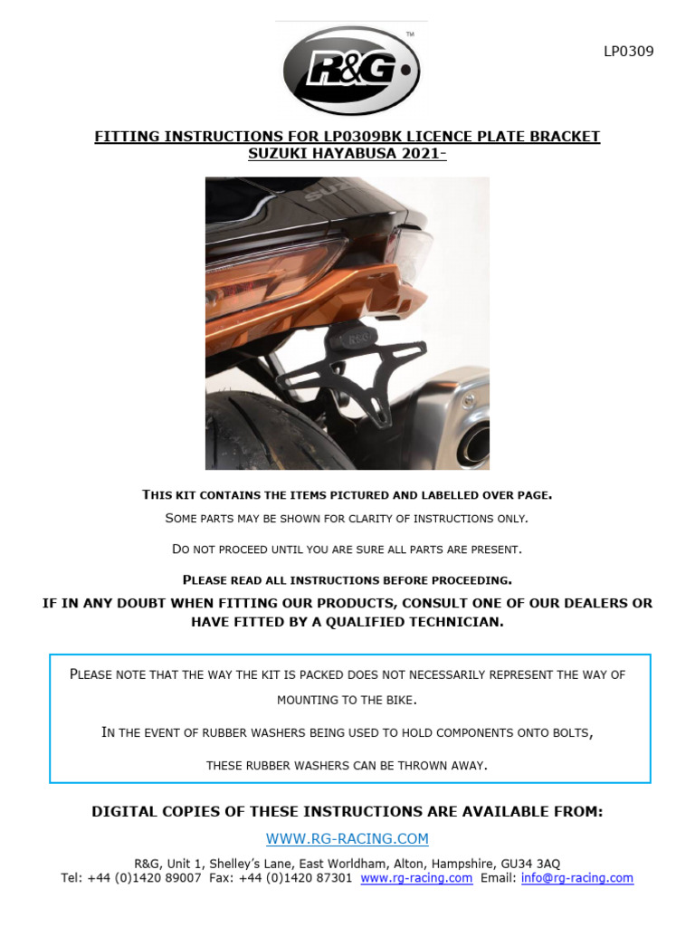 Montage RG Support de Plaque Hayabusa | PDF | Product Liability | Legal ...