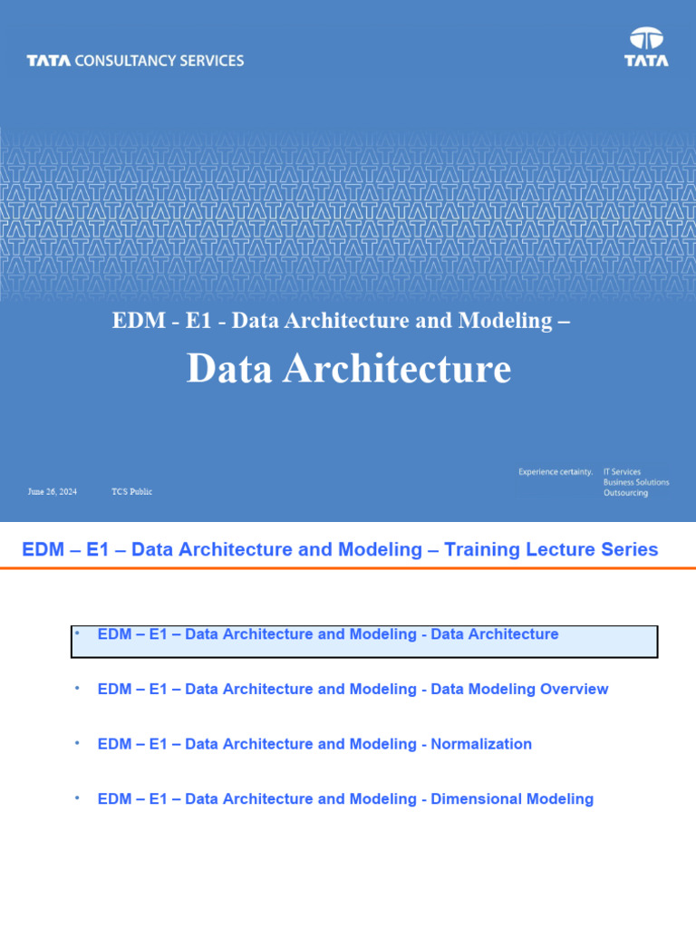 EDM - E1 - Data Architecture and Modeling - Data Architecture v1.1 | PDF | Conceptual Model ...