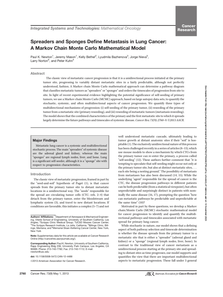 Newton 2013 | PDF | Metastasis | Medical Specialties