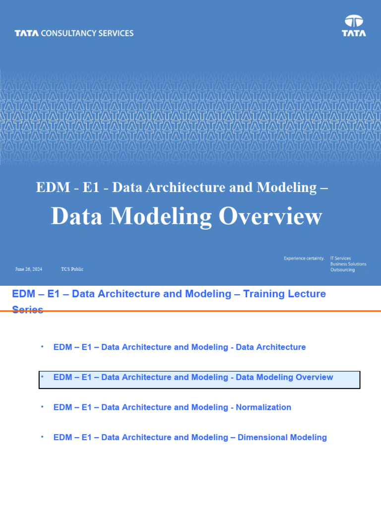 EDM - E1 - Data Architecture and Modeling - Data Modeling Overview v1.1 | Download Free PDF ...