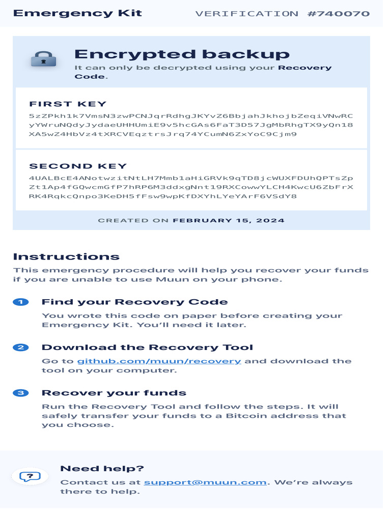 Muun - Emergency Kit | PDF | Encryption | Cryptography