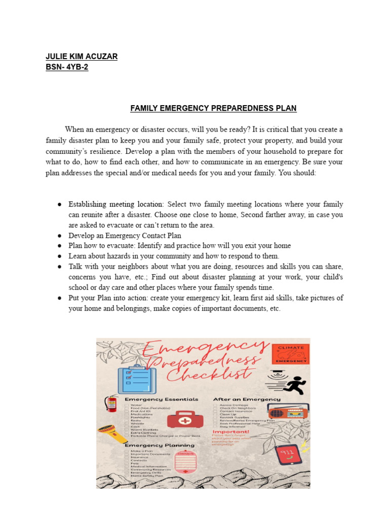 Family Preparedness Plan | PDF