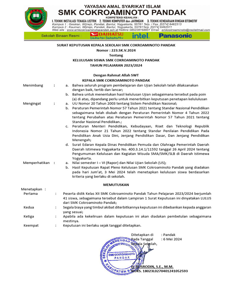 SK Kelulusan 2024 1 | PDF