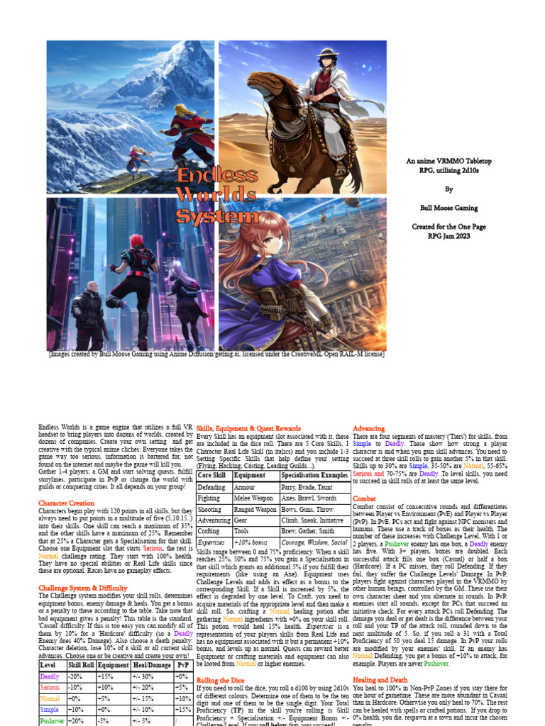Endless Worlds System | PDF | Role Playing Games | Role Playing Video Games