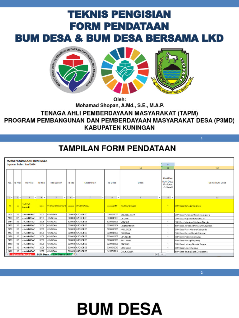 Teknis Pengisian Form Pendataan BUM Desa & BUM Desa Bersama LKD Tahun 2024 | PDF