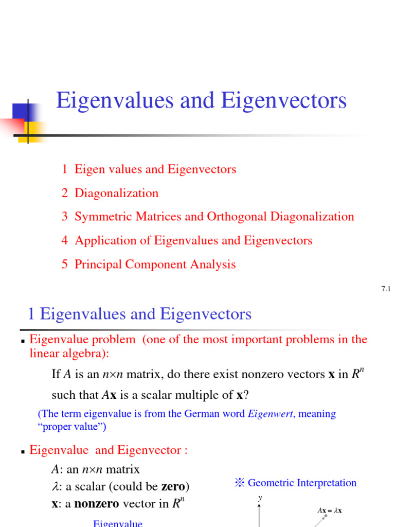 Ppt Mathematics 1 Part 1 Pdf Eigenvalues And Eigenvectors Matrix
