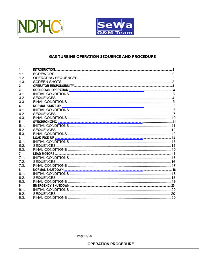 Gas Turbine Operation Sequence and Procedure | PDF | Electrical Grid | Pump