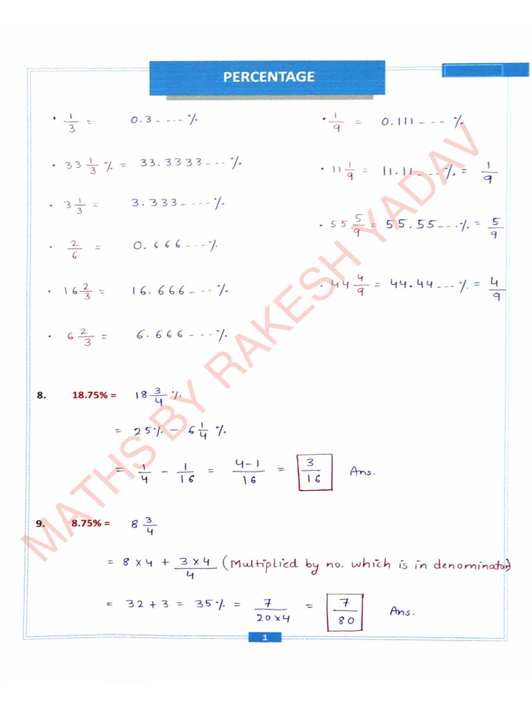 Percentage Notes Class-4 | PDF