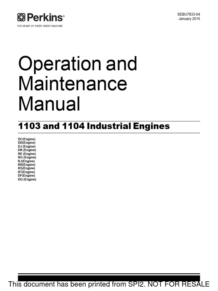 Operation and Maintenance Manual - Perkins | PDF | Engines | Electrical ...