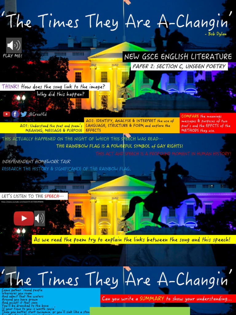 The Times They Are A Changin' Unseen Poetry | PDF | Language Arts ...